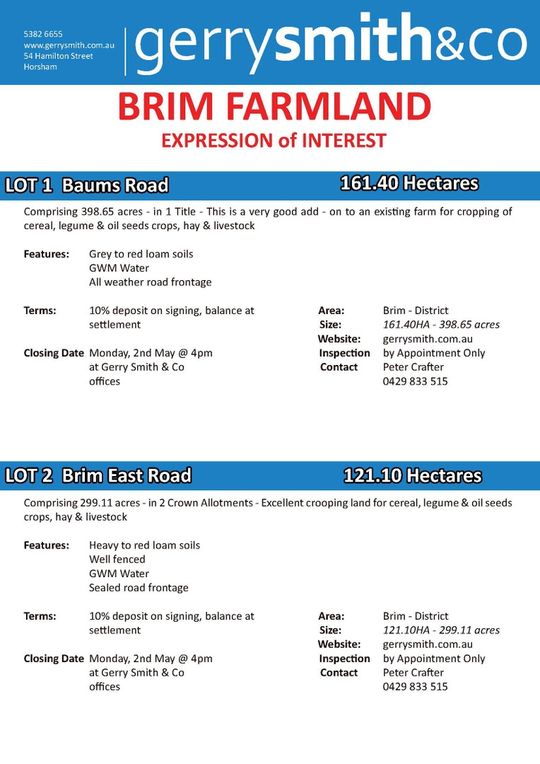 Sold Lot 42 Brim East Road, Brim VIC 3391 on 02 May 2022 - 2017712203 ...