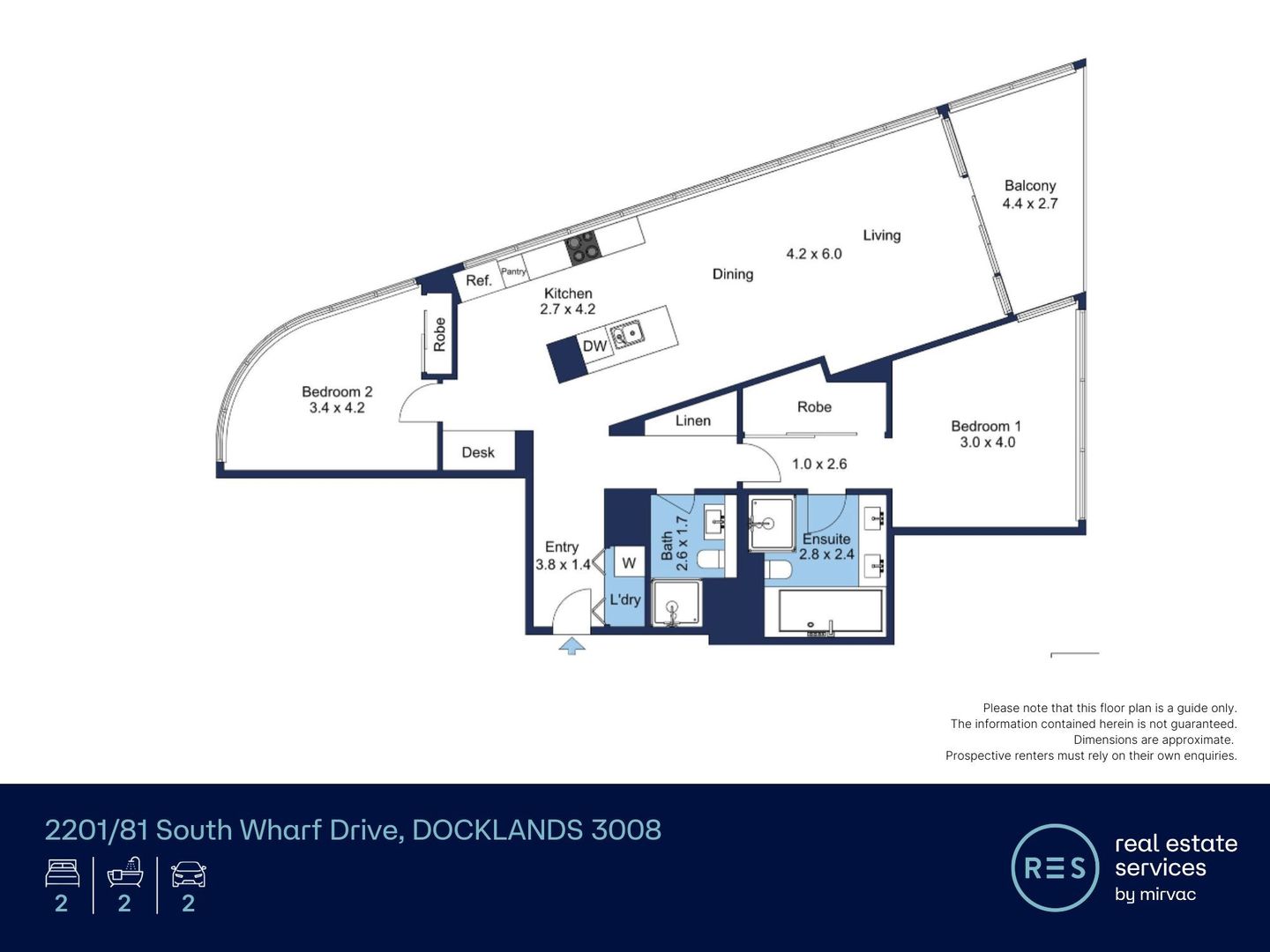 2201/81 South Wharf Drive, Docklands VIC 3008 - Apartment For Rent | Domain